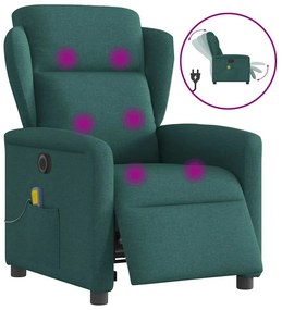 Elektrické masážní polohovací křeslo tmavě zelené textil 3303130
