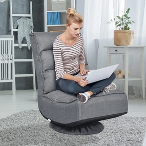 Costway Relaxační křeslo, polohovatelné, skládací křeslo, otočné – šedá