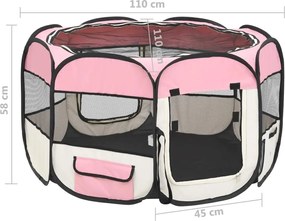 vidaXL Skládací ohrádka pro psy s taškou 110 x 110 x 58 cm [171010] Barva: Růžová