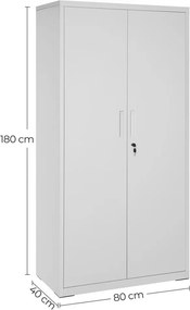 Komoda 80x40x180cm, kov, bílá, AUS-E1115 GREY