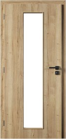 Solodoor Interiérové dveře Etta 7, 80 L, 80 × 197 cm, fólie, levé, dub Halifax, prosklené