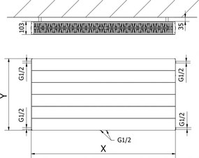 Mexen Line CCL22, panelový radiátor 600 x 1600 mm, spodní středové připojení, 2532 W, antracitová, W6C22L-060-160-66