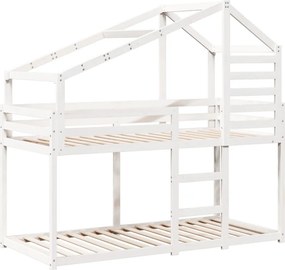 Patrová postel se střechou bílá 80x200 cm masivní borové dřevo 3281959