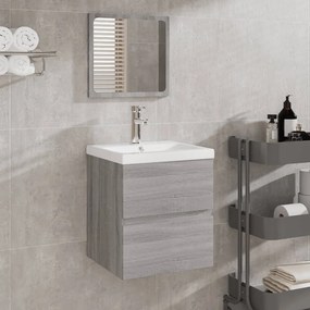 Koupelnová skříňka s umyvadlem a zrcadlem šedá sonoma 3114177