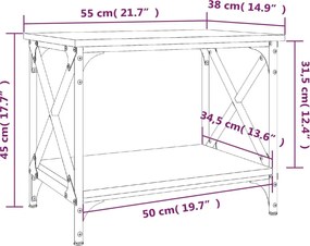 vidaXL Odkládací stolek 55 x 38 x 45 cm kompozitní dřevo [823330] Barva: šedá sonoma