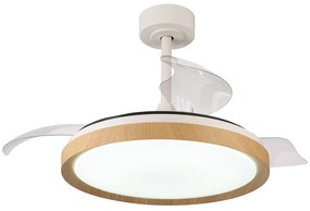 Mantra Mistral, rozvinovací ventilátor se svítidlem a dálk. ovladačem, LED 50W 3000-6500K, dřevěná, průměr 51/106cm