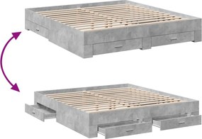 Rám postele se zásuvkami betonově šedý 200 x 200 cm kompozit 3280359