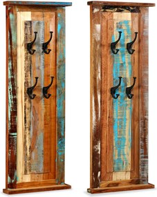 Věšák na kabáty 2 ks masivní recyklované dřevo 38 x 100 cm 244588