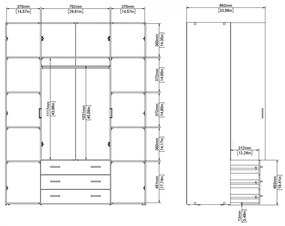 Šatní skříň Sid 154 x 49,5 x 200,4 cm, dub sonoma