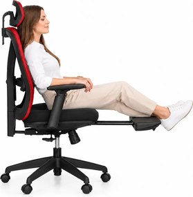 Kancelářská židle LEGS s výsuvnou opěrkou nohou, červená