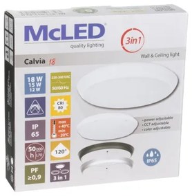 LED svítidlo McLED Calvia 18 12/15/18W CCT 3000/4000/6000K IP65 bílá/černá/stříbrná ML-411.011.42.0