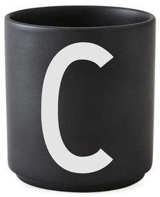 Černý porcelánový hrnek Design Letters Alphabet C, 250 ml