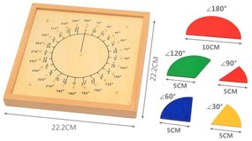 Montessori dřevěný úhloměr