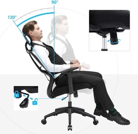Kancelářská židle, ergonomická otočná židle s bederní oporou