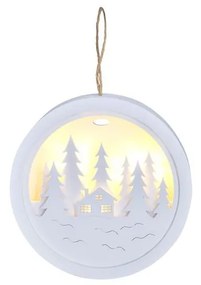 Solight LED dekorace závěsná, les a chatka, bílá, 2x AAA