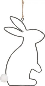 Šedá antik závěsná dekorace králík - 17*11 cm