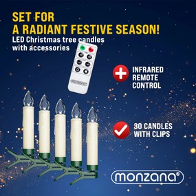 Monzana Sada 30 LED svíček na stromek – teplá bílá, s ovladačem