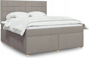 Box Spring Postel S Matrací Textil Taupe Blok se čtverci 180 x 200 cm
