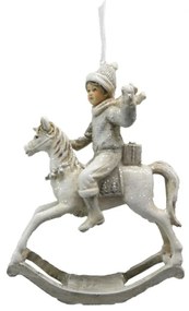 Závěsná dekorace chlapec na houpacím koníkovi – 9x4x12 cm