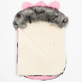 NEW BABY Luxusní zimní fusak s kapucí s oušky New Baby Alex Wool Pink