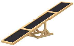 PawHut houpačka pro psy, dřevěná houpačka pro agility, protiskluzová rampa pro psy do 30 kg, pro rovnováhu, 180 x 30 x 30 cm Žlutá barva