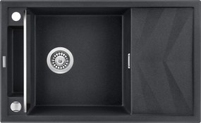 Deante Magnetic, granitový dřez na desku 820x500x219 mm Z/O, 3,5" + prostorově úsporný sifon, 1-komorový, grafitová metalíza, ZRM_G113