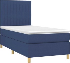 Box spring postel s matrací a LED modrá 100x200 cm textil 3135579