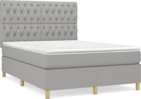 Box spring postel s matrací světle šedá 140 x 190 cm textil 3142569