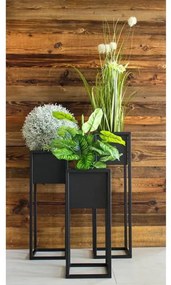 H&S Collection Květináč na stojanu kovový černý 70 cm - Default Title