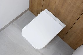 Laveo Kvadrato Cycleon 2.0, závěsná WC mísa s toaletním sedátkem z duroplastu, Vortex splachování, bílá lesklá, LAV-VMK_610S