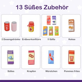 Costway Dětský obchod dřevěný obchod s bočním pultem – 89 × 57 × 80 cm