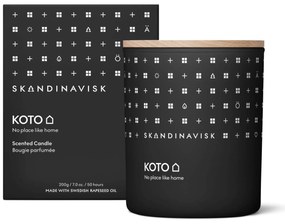 SKANDINAVISK Vonná svíčka KOTO (domov) 200 g, černá barva, sklo, dřevo, vosk