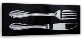 Obraz na plátně Příbory Vidlička Nůž Stříbro - 120x40 cm