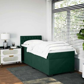 Box spring postel s matrací tmavě zelená 80 x 200 cm samet 3286171