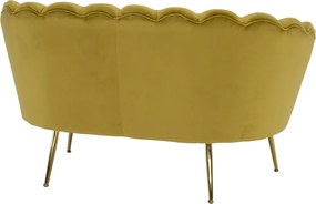 Lavice ve stylu Art-deco, hořčicová Velvet látka / gold chrom-zlatý, NOBLIN
