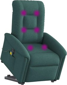Elektrické zvedací masážní polohovací křeslo zelené textil 3303290