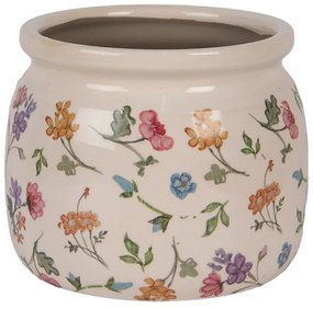 Keramický květináč se vzorem lučních kvítků Colourful Flowers M – 16x13 cm