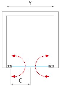 Roth Dvoukřídlé sprchové dveře HI 2B2 pro instalaci do niky - bez vaničky Varianta: šířka: 80 cm - (HI 2B2 800 - HI 2B2 08020 VPE), Barva profilů a typ výplně: profily: brillant, výplň: transparent