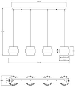 Globo 15560-4H - Lustr na lanku MILEY 4xE27/60W/230V černá/mosaz