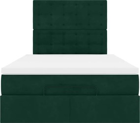 Osmanský rám postele s matracemi tmavě zelená 120x200cm samet 3313610