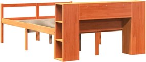 Postel s knihovnou bez matrace hnědá 135 x 190 cm masivní dřevo 3321980
