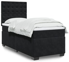 Box spring postel s matrací černá 100x200 cm samet 3290848