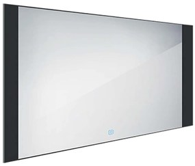 Nimco - Zrcadlo s LED osvětlením, 120x65 cm, dotykový senzor, hliník/černá ZPC 41006V-90