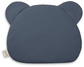 Sleepee Mušelínový plochý polštář ve tvaru medvídka PETROLEJOVÝ