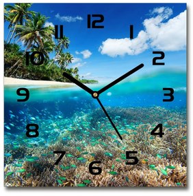 Wallmuralia Skleněné hodiny na stěnu Korálový útes 30x30 cm