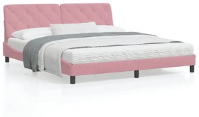 Rám postele s LED osvětlením růžový 180 x 200 cm samet