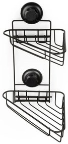Dvojitá rohová polička do koupelny Compactor Bestlock Black - bez vrtání, nosnost až 12 kg
