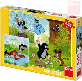 DINO Puzzle 3x55 dílků Krtek a kalhotky (Krteček) 18x18cm skládačka 3v1 dn335257