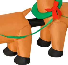 HOMCOM Nafukovací Santa Claus se sáňkami, 6 LED světel, voděodolný, 240 x 57 x 112 cm