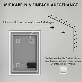 HOMCOM LED koupelnové zrcadlo 80x60cm, nástěnné, bez mlhy, s dotykovým spínačem, IP44 pro moderní koupelny | Aosom.de